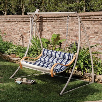 Hamptons Summer Stripe Deluxe Cushioned Double Swing